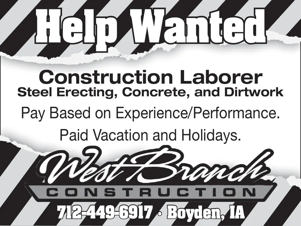 West Branch Construction - Construction Laborers Wanted