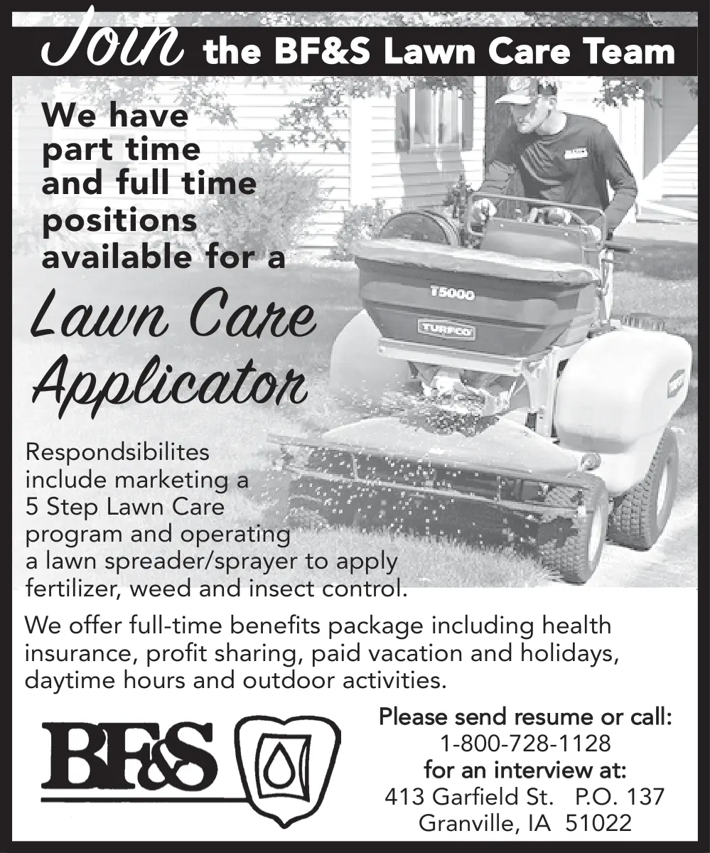 Lawn Care Applicator Jobs at BF&S Lawn Care