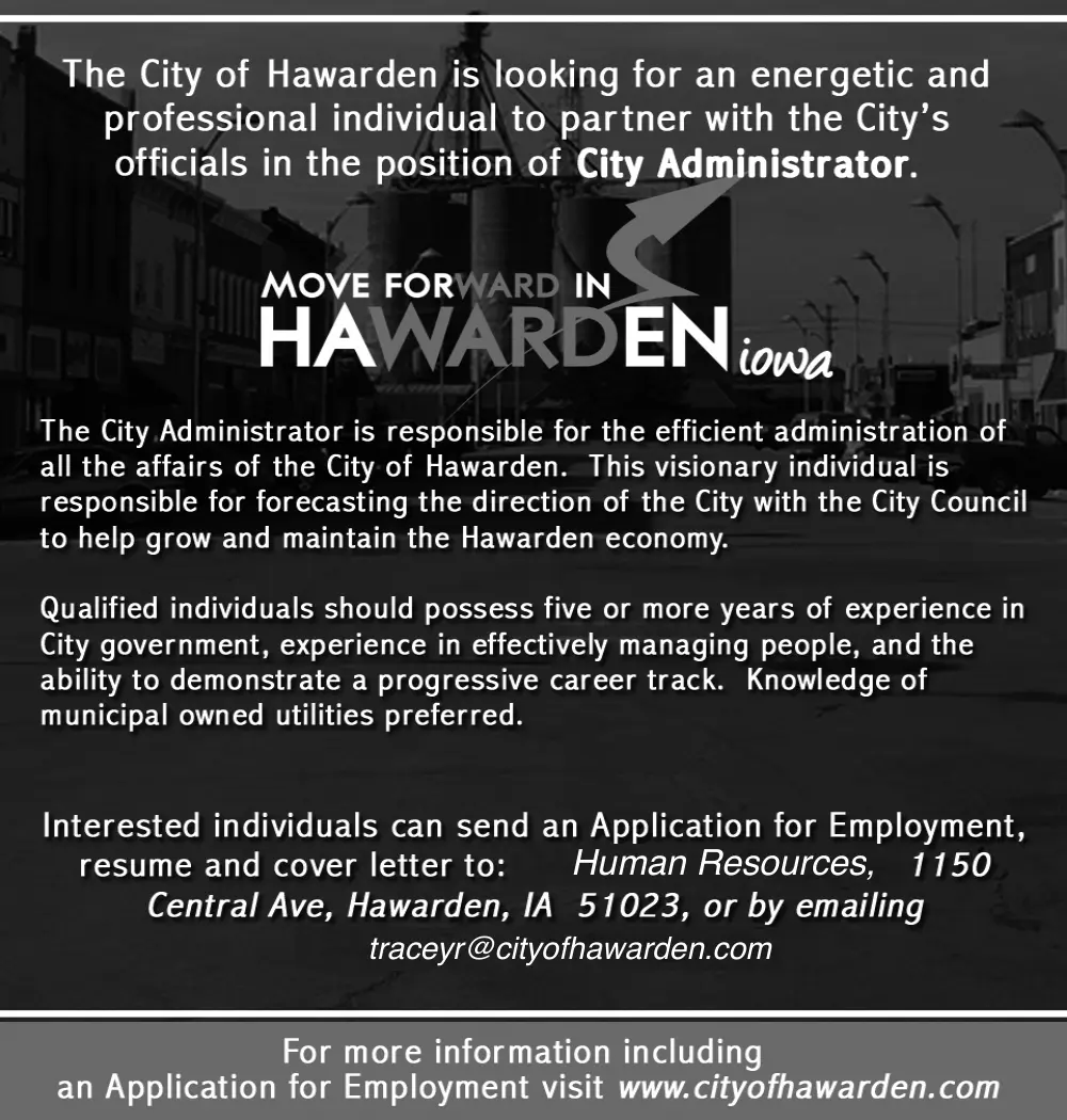 Hawarden City Jobs - City Administrator Hiring