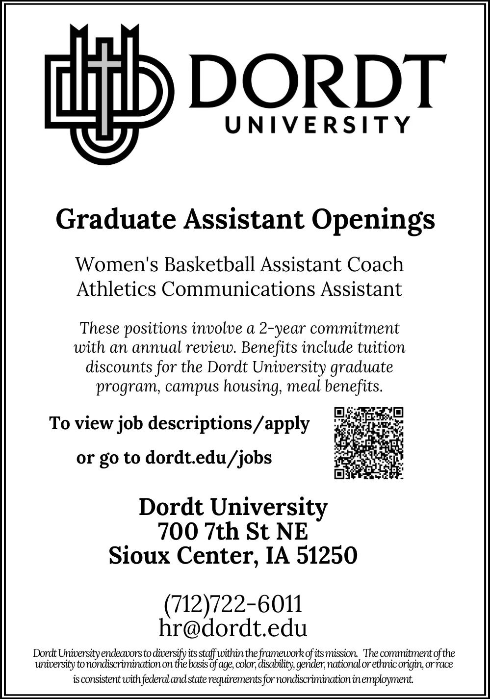 Graduate Assistant Position at Dordt University