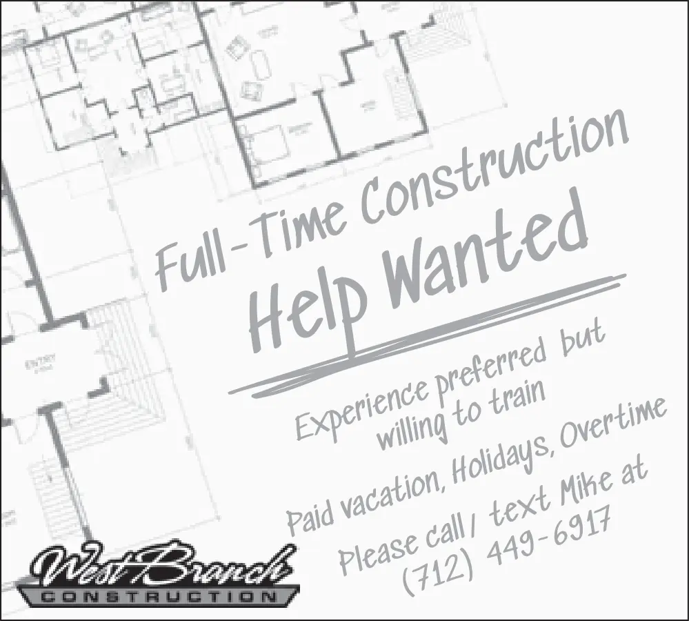 West Branch Construction - Construction Laborers Wanted
