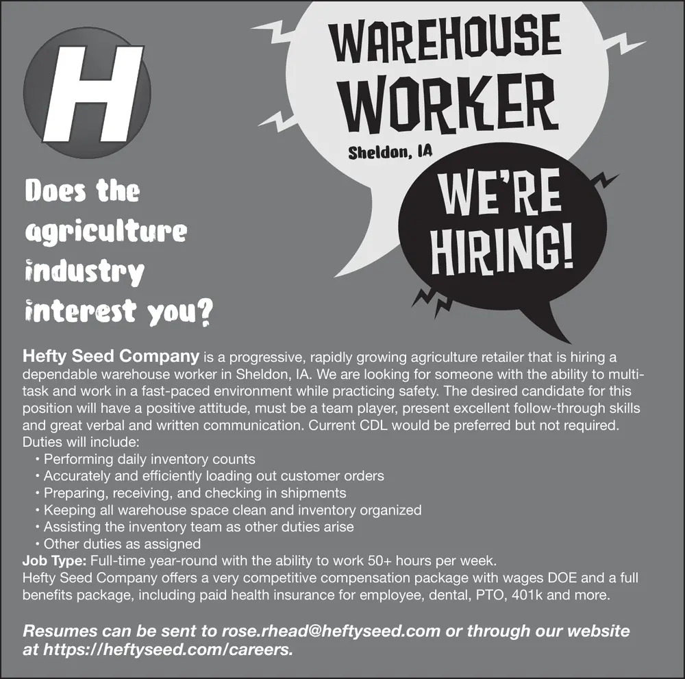 Warehouse Jobs in Sheldon, IA