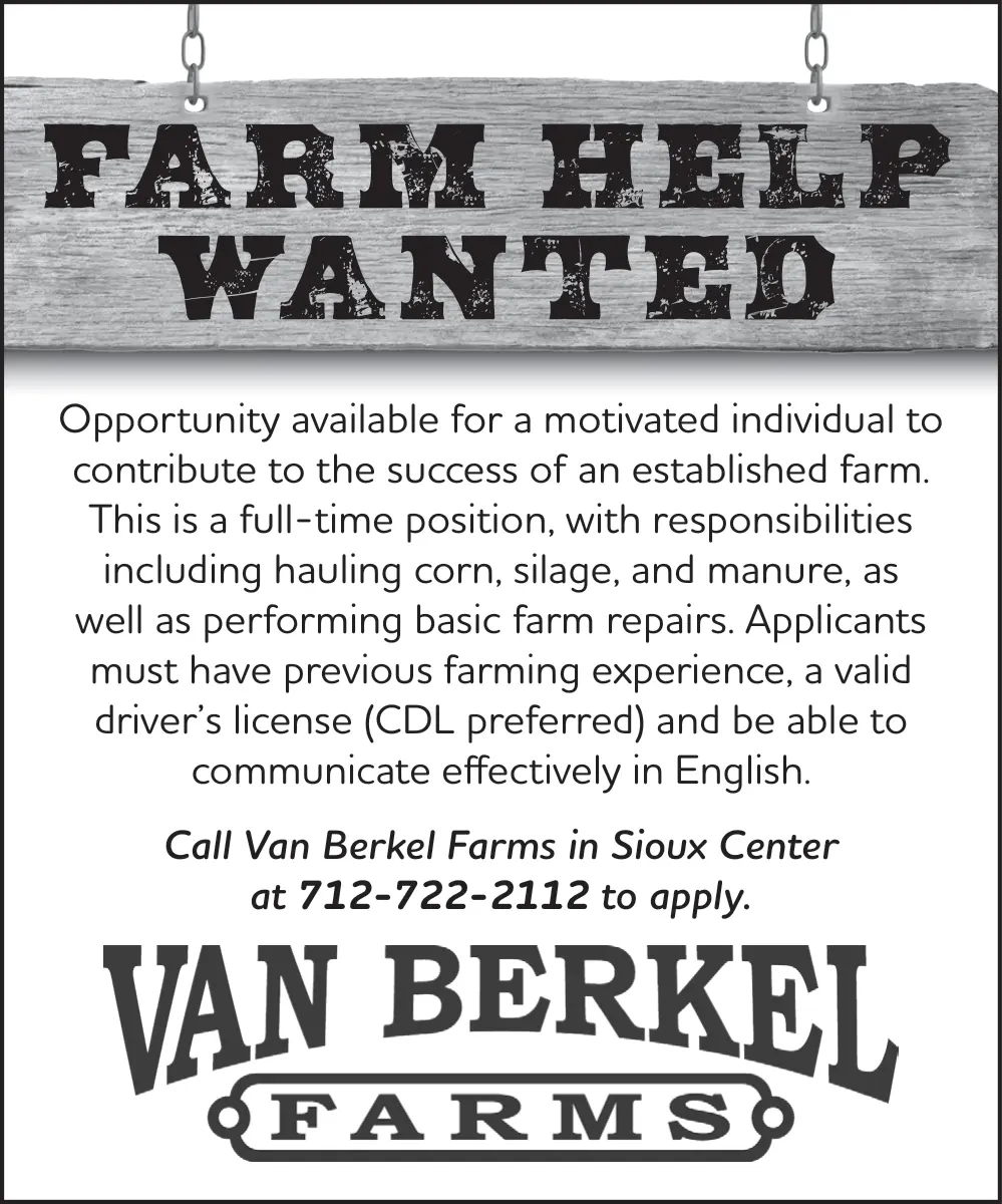 Farm Work Opportunities in Sioux Center, IA