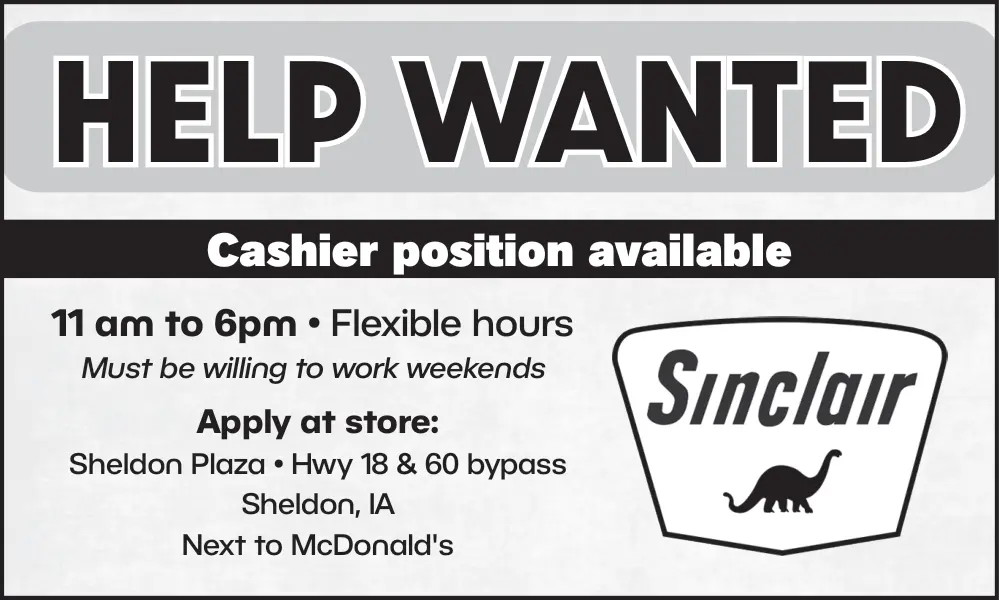 Cashier Jobs in Sheldon, IA at Sinclair